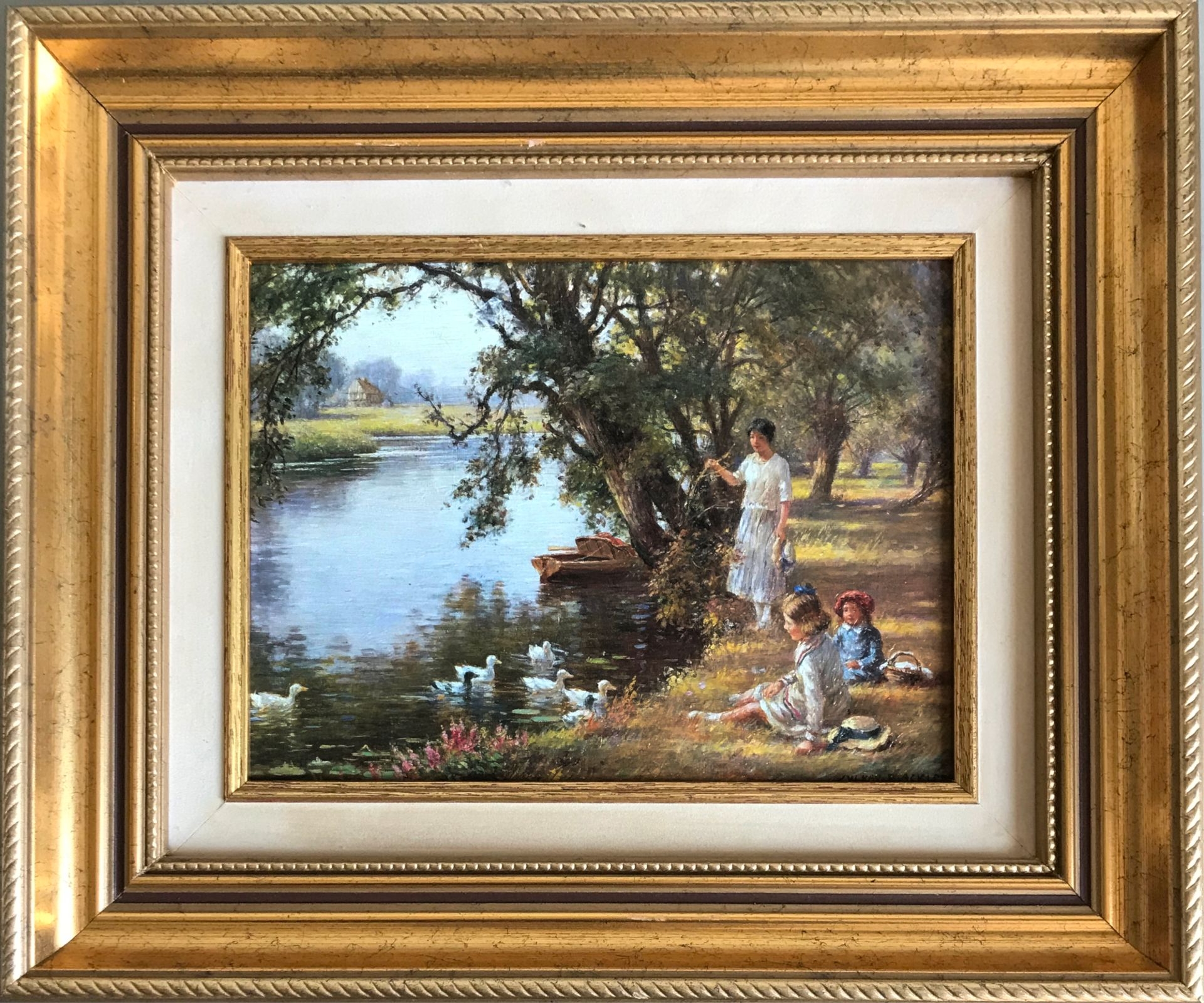 William Kay Blacklock | Mother and Little Girls by the River | MutualArt