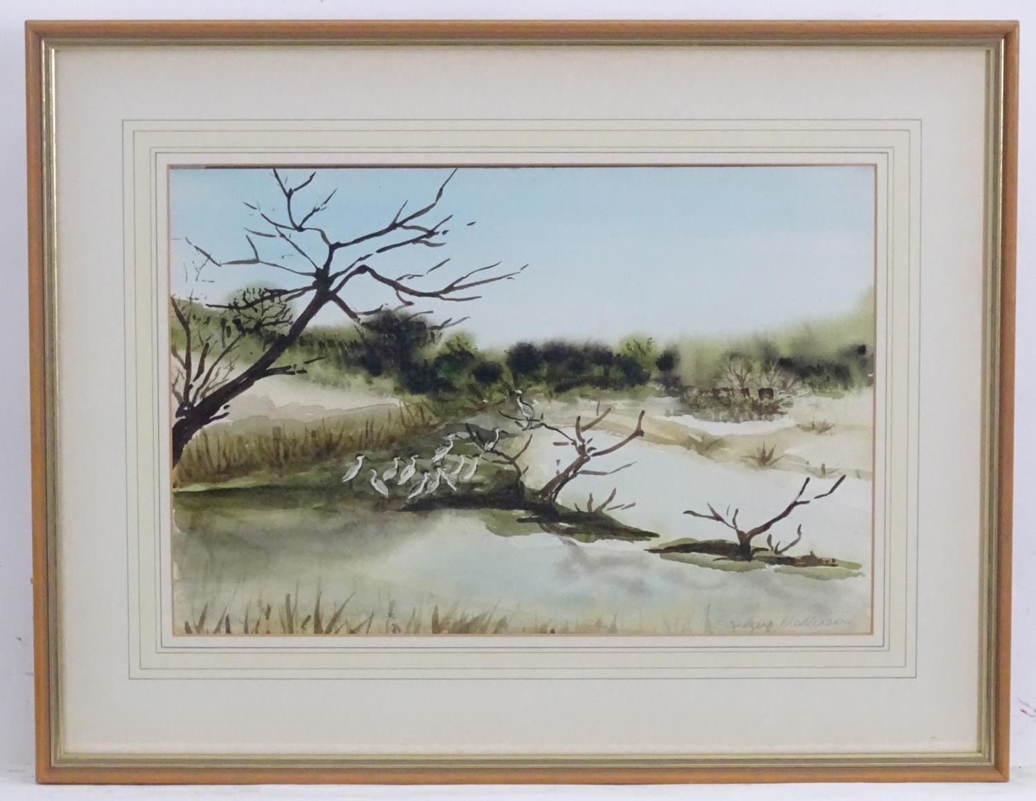 Barbara Siedle | Storks in a wetland landscape (Early 20th Century ...