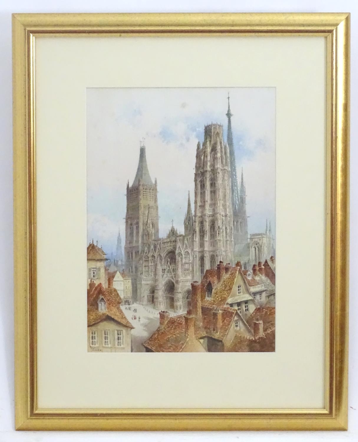 Albert H. Findley | A view of Rouen Cathedral with figures and ...