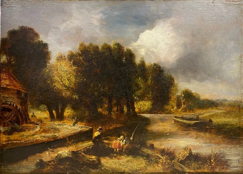 John Constable | Figures by a water mill | MutualArt
