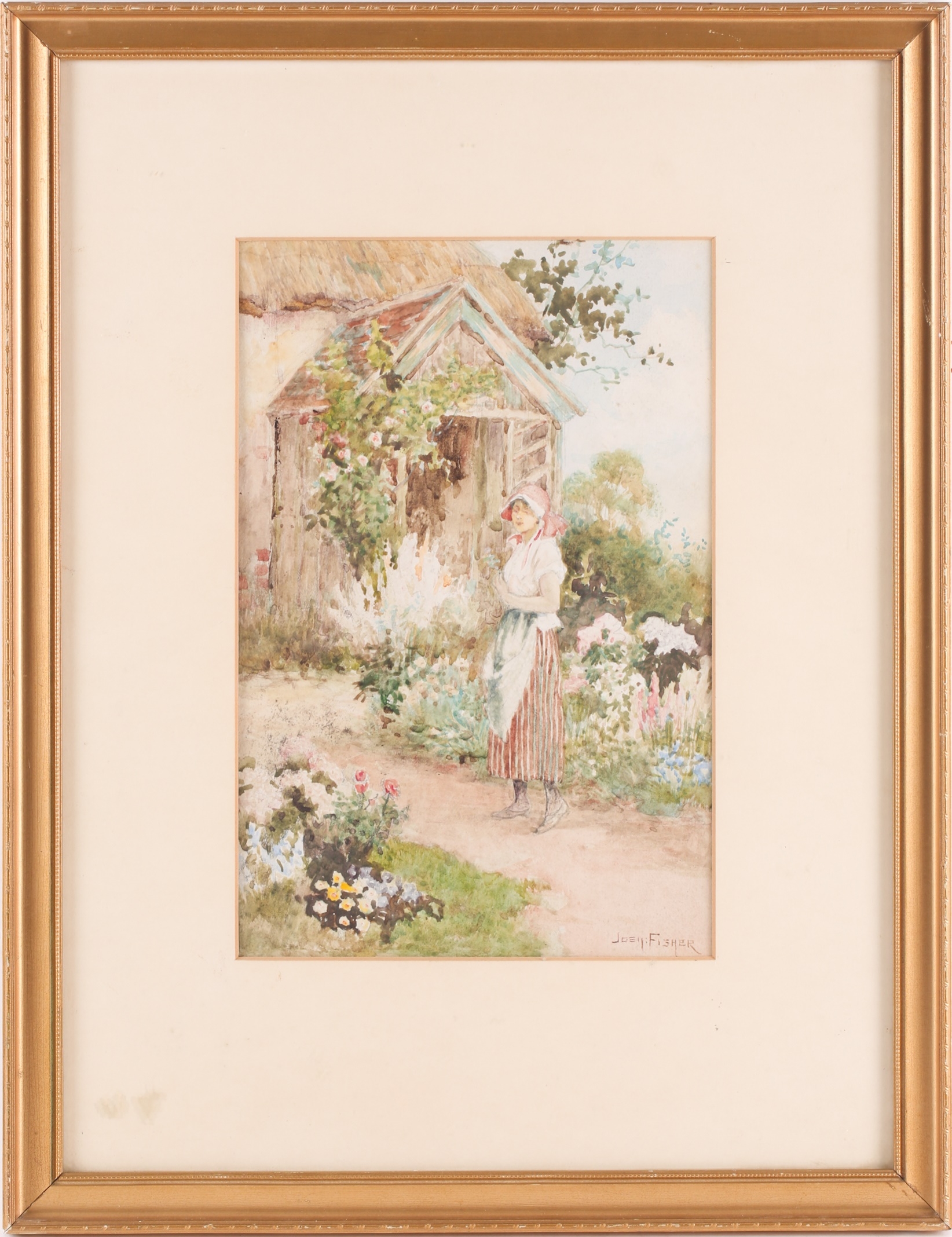 Joshua Fisher | Portrait of a lady in a cottage garden | MutualArt
