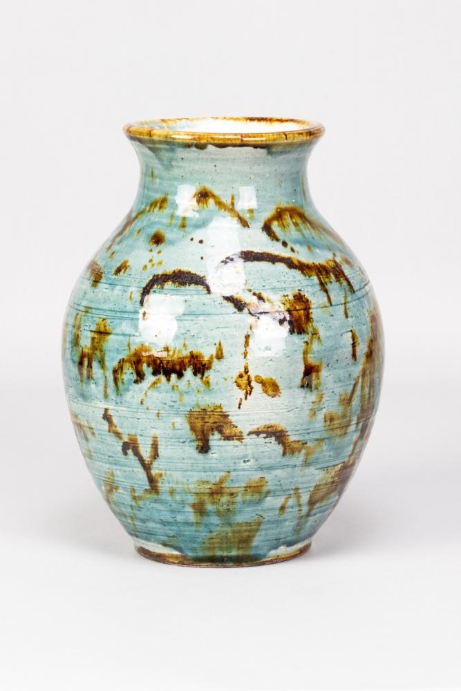 Barbara Cass | a bulbous stoneware vase covered in turquoise glaze with ...