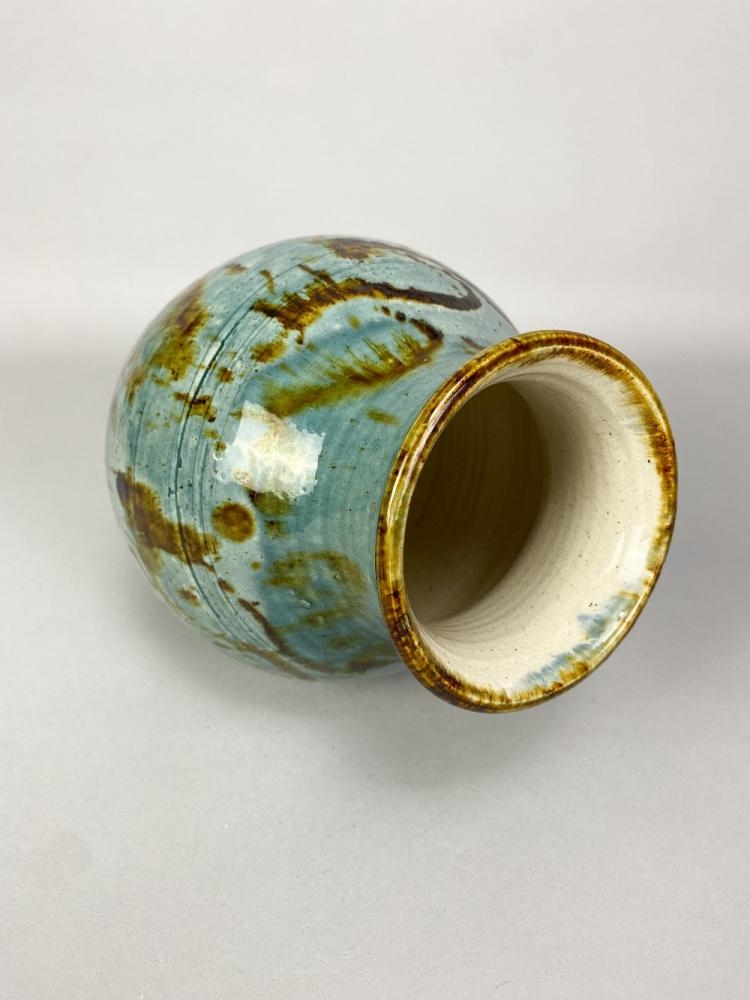 Barbara Cass | a bulbous stoneware vase covered in turquoise glaze with ...