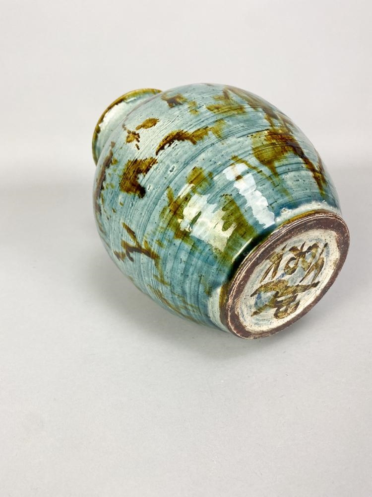 Barbara Cass | a bulbous stoneware vase covered in turquoise glaze with ...