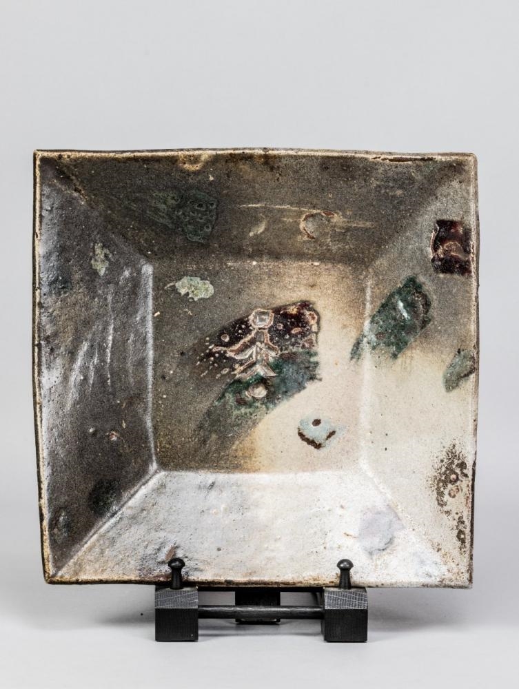 Catherine Yarrow | a large square stoneware dish covered in shades of ...