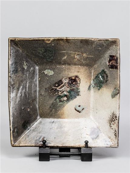 Catherine Yarrow | a large square stoneware dish covered in shades of ...