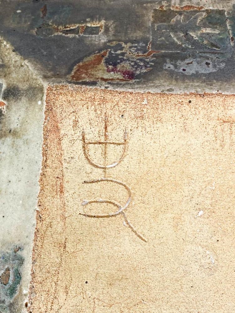 Catherine Yarrow | a large square stoneware dish covered in shades of ...