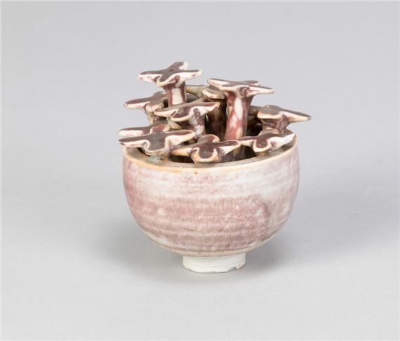 Derek Davis | a small porcelain pot with flowers washed with copper red ...