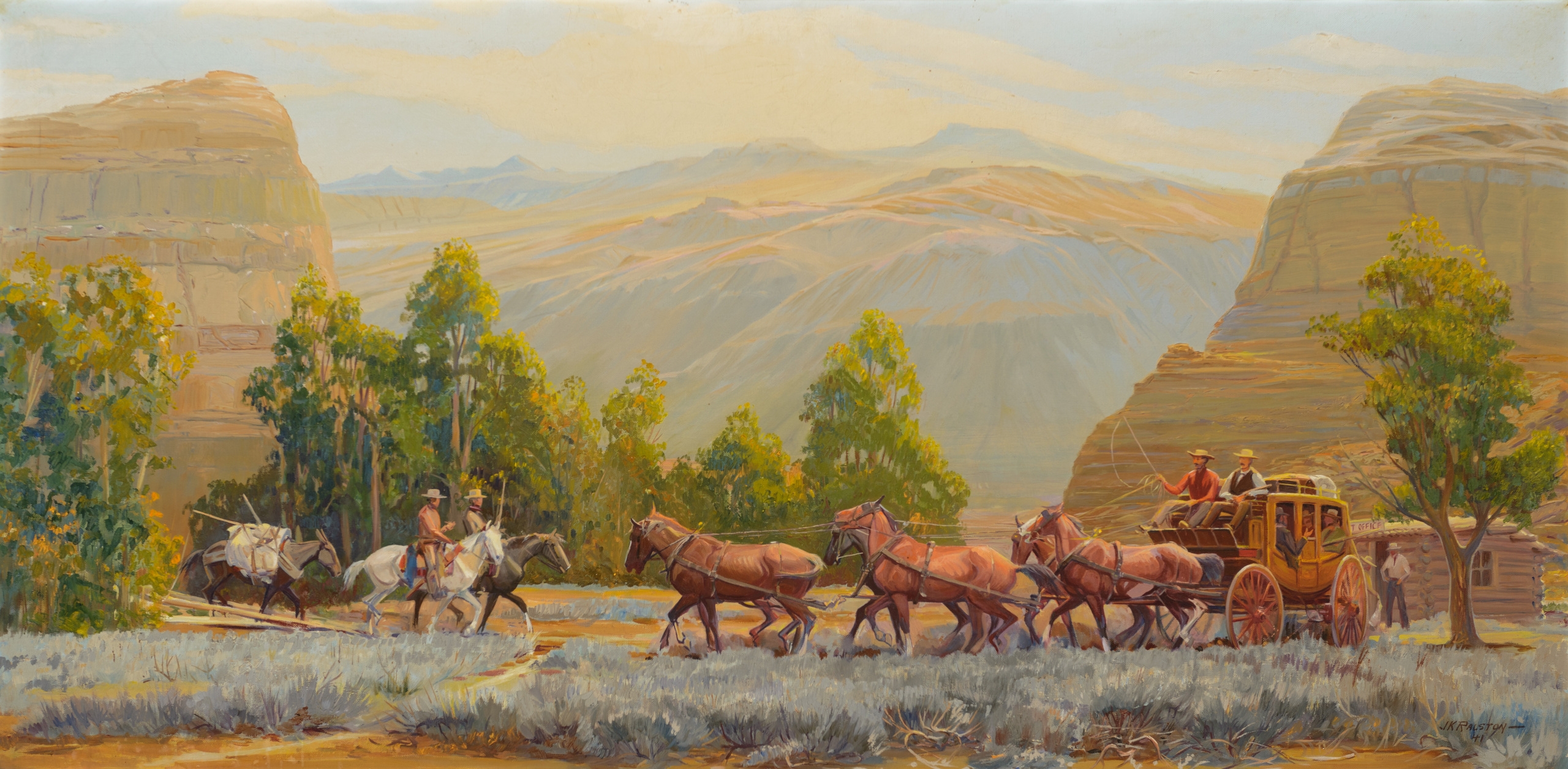 J.K. Ralston | Six-horse Stage at the Beaverhead Crossing (1941 ...