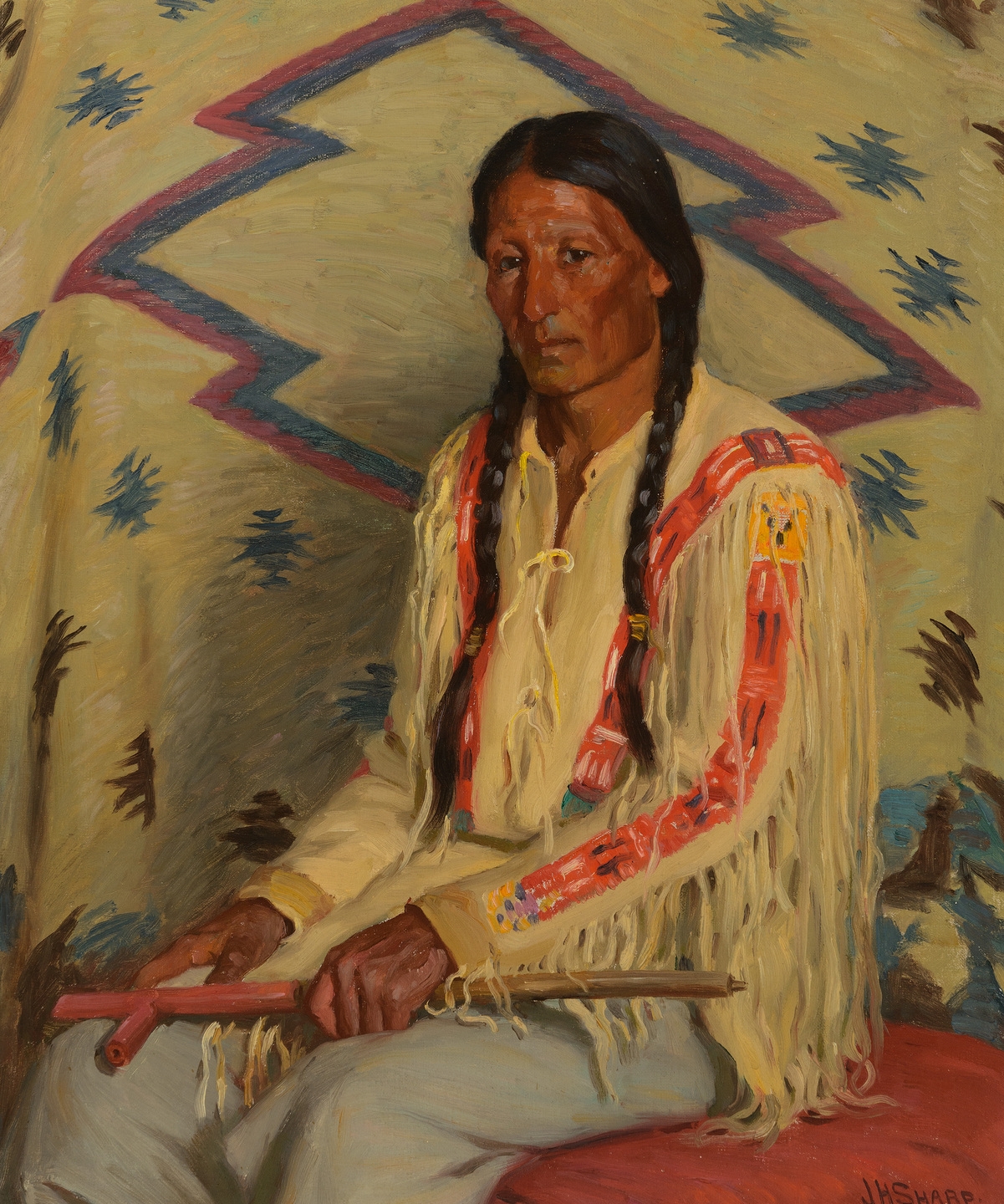 Joseph Henry Sharp | Sunlight and Firelight | MutualArt