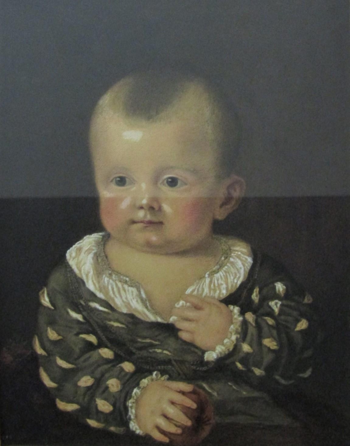 British School, 19th Century | Half length study of a baby in Tudor ...