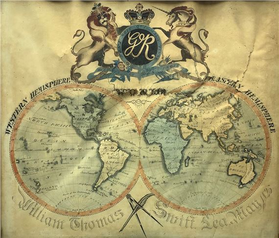 William Thomas Swift | Map of the western and eastern hemispheres (1825 ...