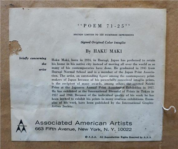 Haku Maki | Poem 71-25 | MutualArt