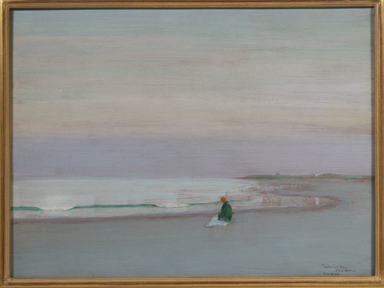 Charles Bittinger | Woman Seated on Beach at Sunset (1918) | MutualArt