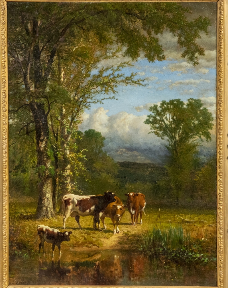 James McDougal Hart | Pastoral Scene of Cows at Pond (1881) | MutualArt