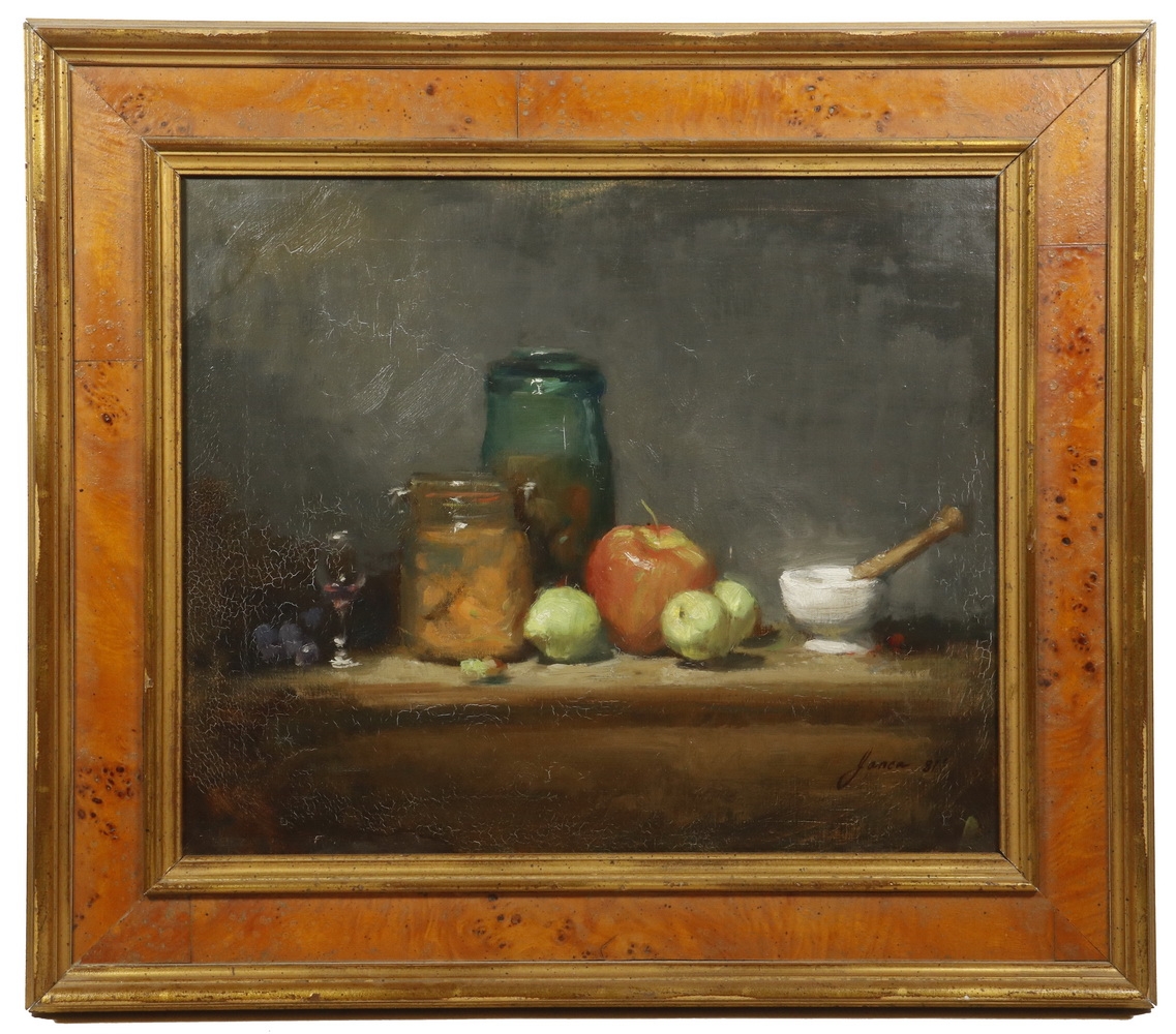 Frank Janca | Still Life of Fruit and Canning Jars | MutualArt