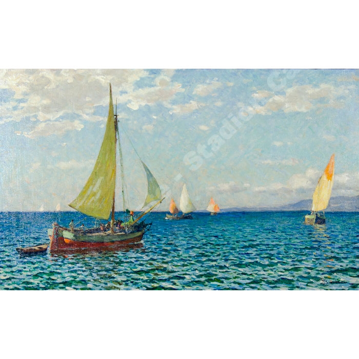 Giuseppe Barison | Barche al largo di Trieste | MutualArt