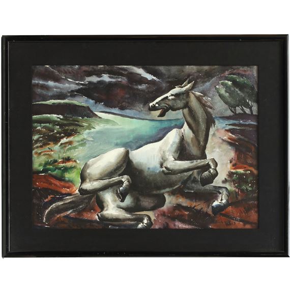 Frederick Gill | Reclining horse in a landscape (1943) | MutualArt