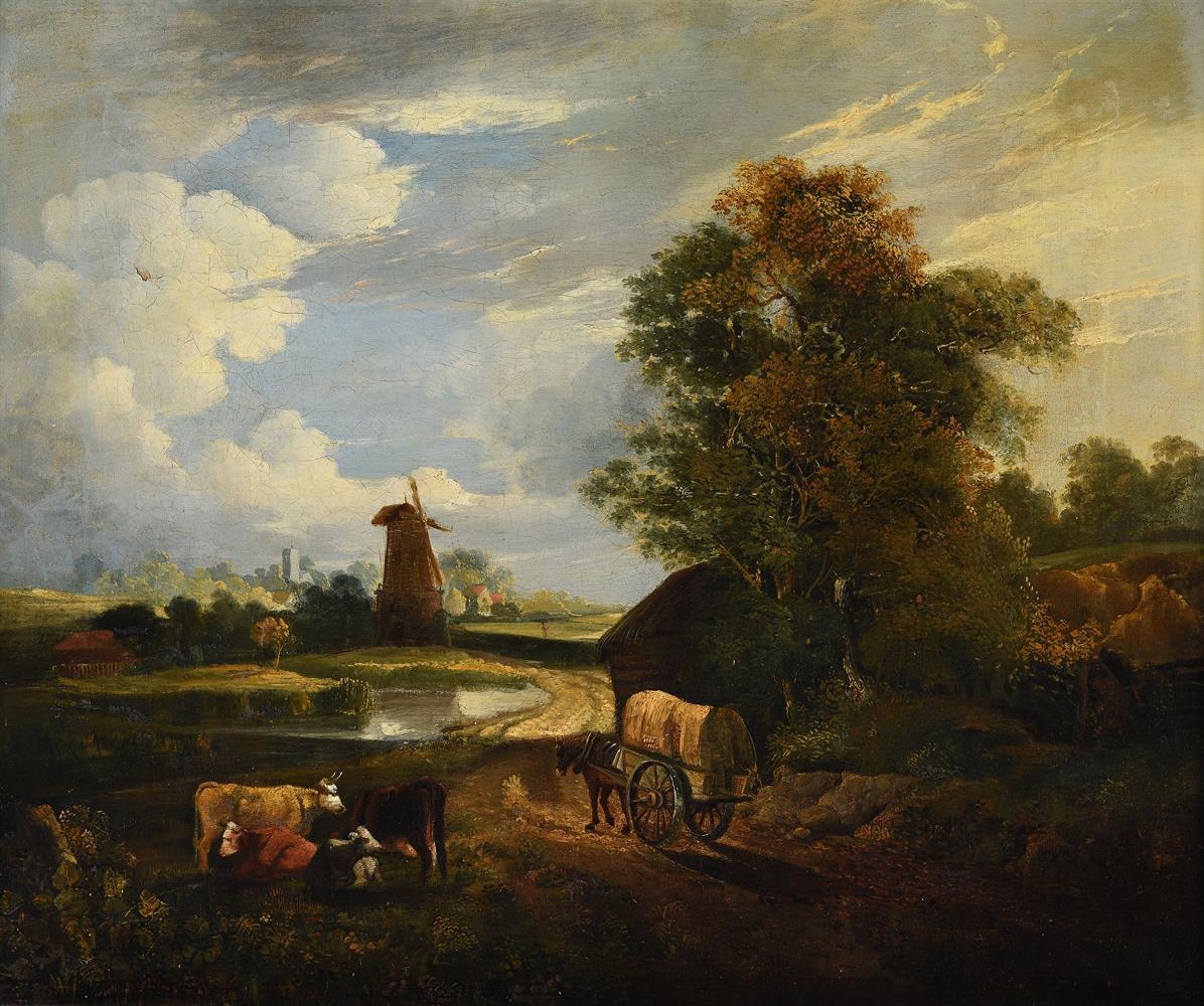George Vincent | 'Cart on a track by a windmill' | MutualArt