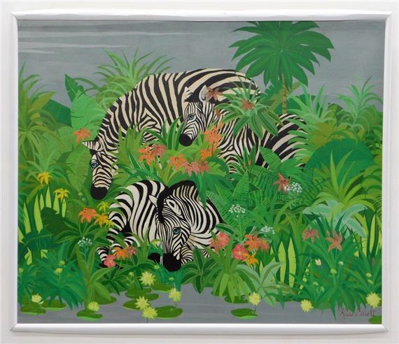 Russ Elliott | Russ Elliot Monumental Zebra Painting (20th Century ...