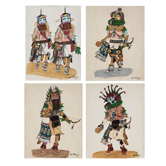 Paul H. Talawepi | Group of Four Kachina Dancers: Flower-On-Head and ...