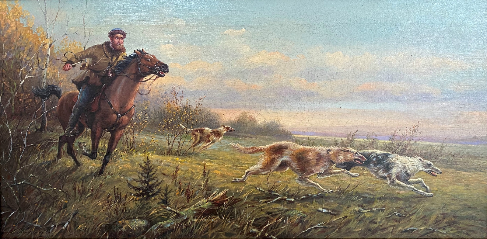 Borzoi Hunting Wolves