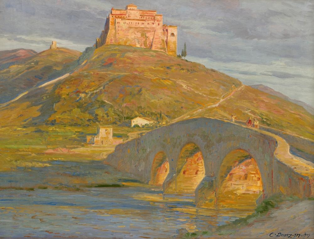 Carl Budtz-Moller | Ansicht von Assisi im Sonnenuntergang (1937 ...