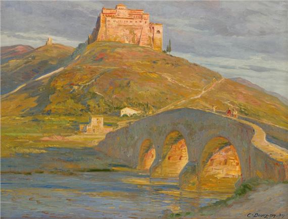 Carl Budtz-Moller | Ansicht von Assisi im Sonnenuntergang (1937 ...