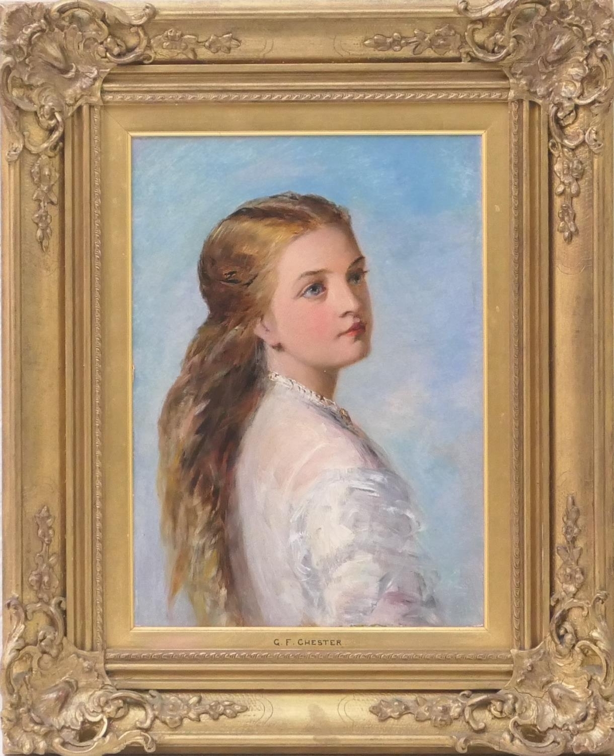 George Chester | Portrait of a young girl glancing to her right | MutualArt