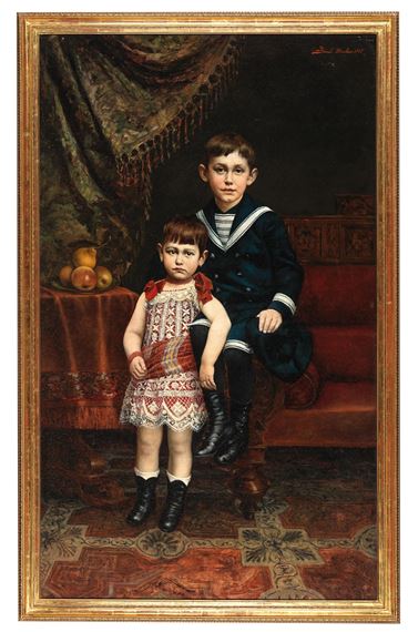 Daniel Israel | Portrait of Two Siblings in a Lavish Interior (1885 ...
