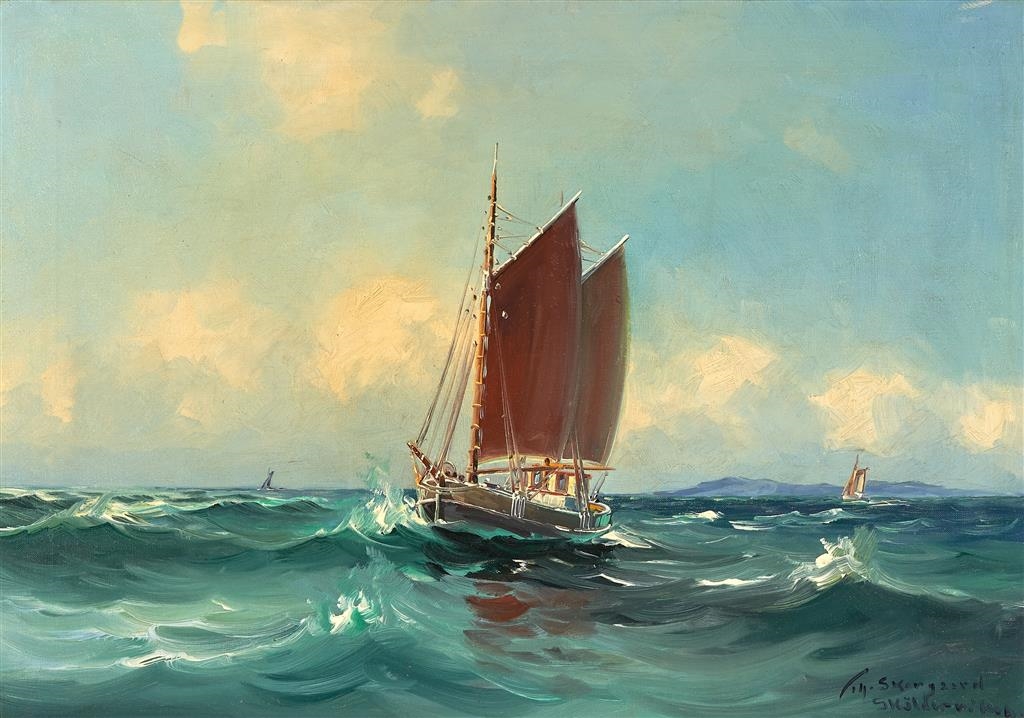 Wilhelm Theodor Skovgaard | Sailing Ship on Choppy Seas | MutualArt