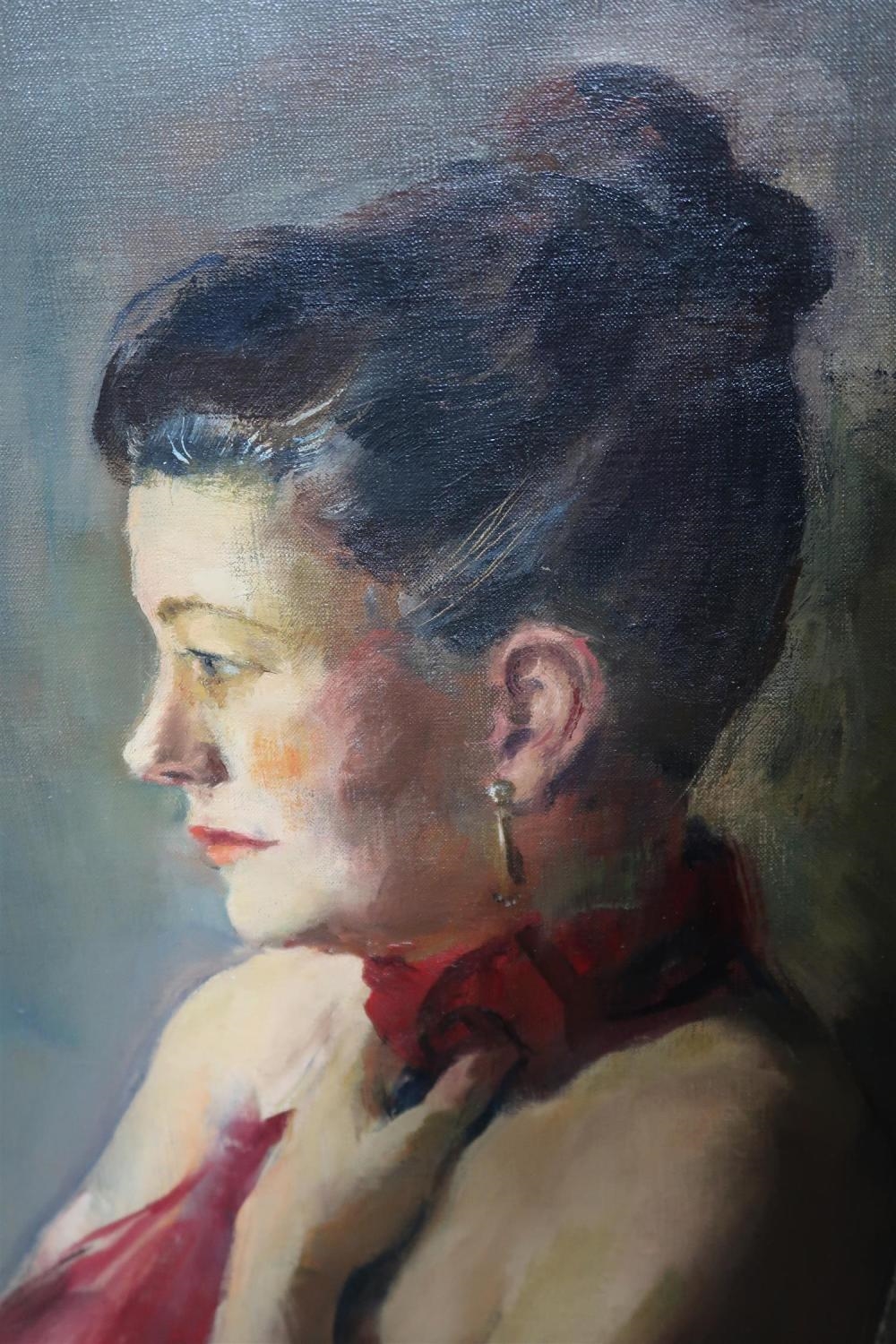 Louis George Bouché | PORTRAIT OF LADY IN RED | MutualArt