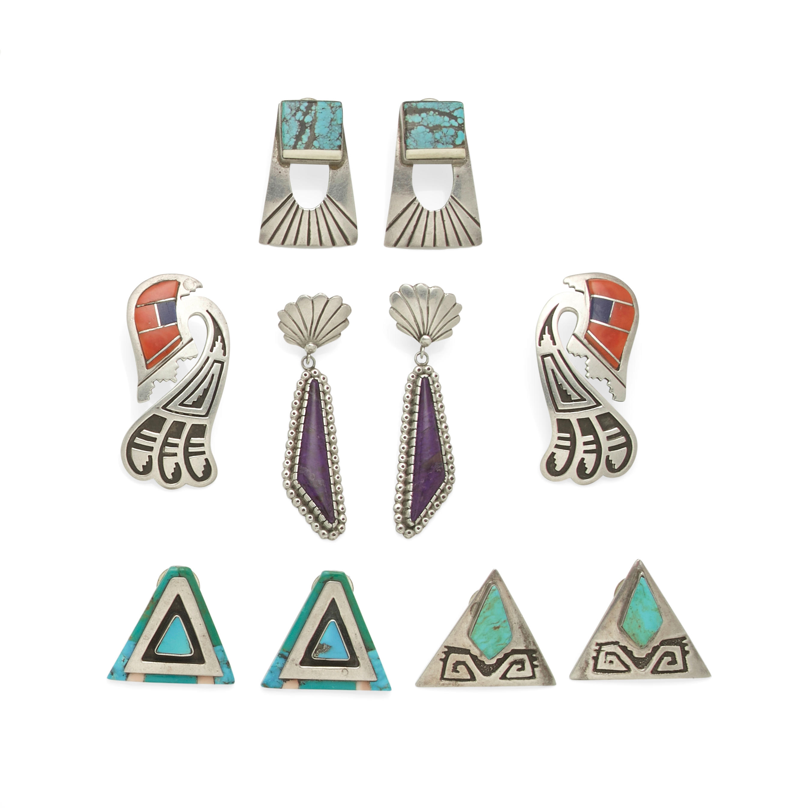 Abraham Begay | Five pairs of Abraham Begay earrings | MutualArt