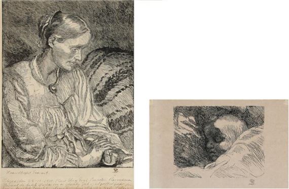 Fritz Syberg | Portrait of Anna Syberg and A sleeping child (1919 ...