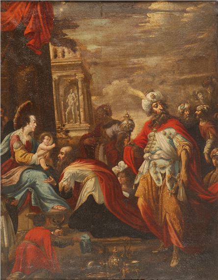 Genoese School, 17th Century | Adorazione dei Magi in un paesaggio architettonico | MutualArt