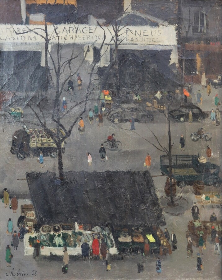 Nathalie Chabrier | Scène de marché parisien (1958) | MutualArt