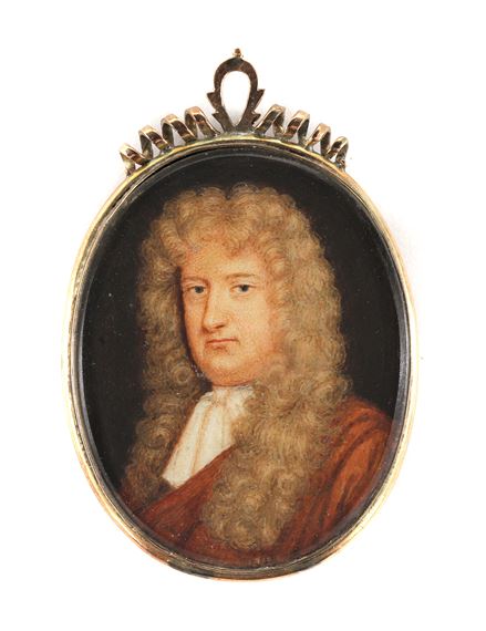 Peter Cross | Portrait miniature of Lord Russell wearing a long curled ...