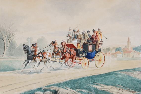 Richard Rosenbaum | Coaching Scene Watercolor | MutualArt