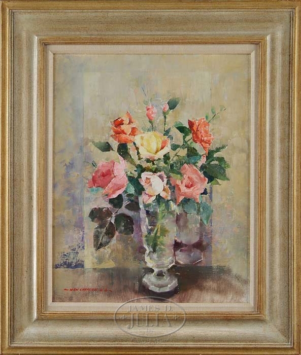 Nan Greacen | ROSES IN A GLASS VASE | MutualArt