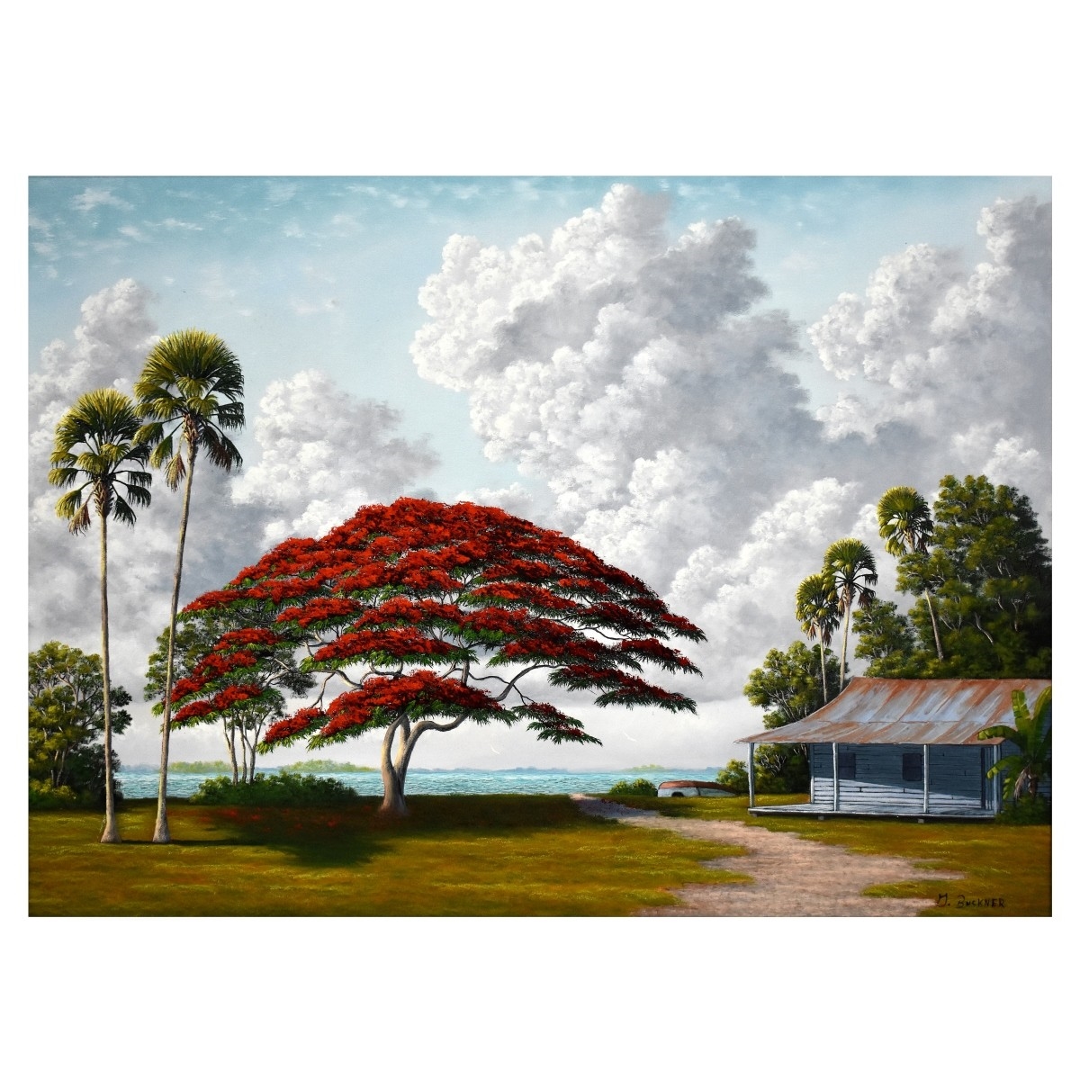 George Buckner | Florida Landscape Scene with Poinsiana Tree | MutualArt