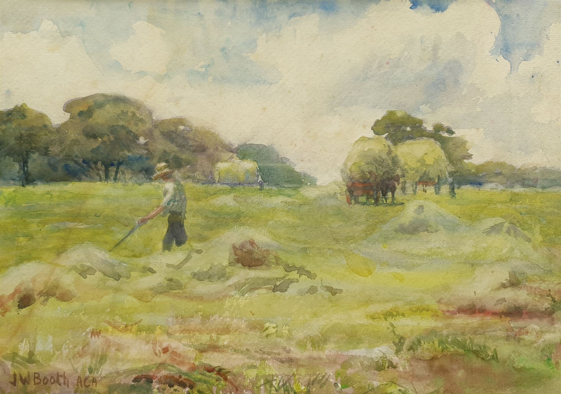 James William Booth | Man with Scythe in the Hayfield | MutualArt