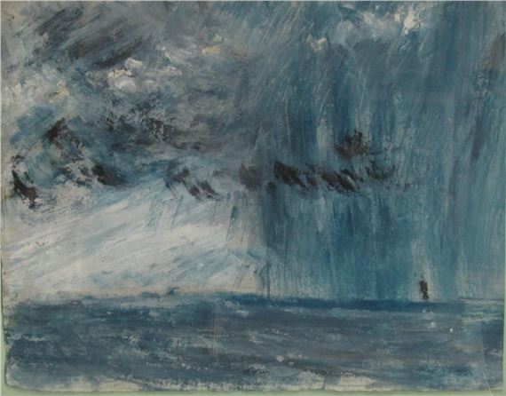 John Constable | Dramatic seascape with sailing vessel under a stormy ...