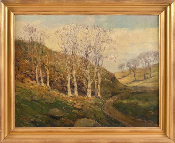 Louis Meynell | Row of trees by a winding road. | MutualArt
