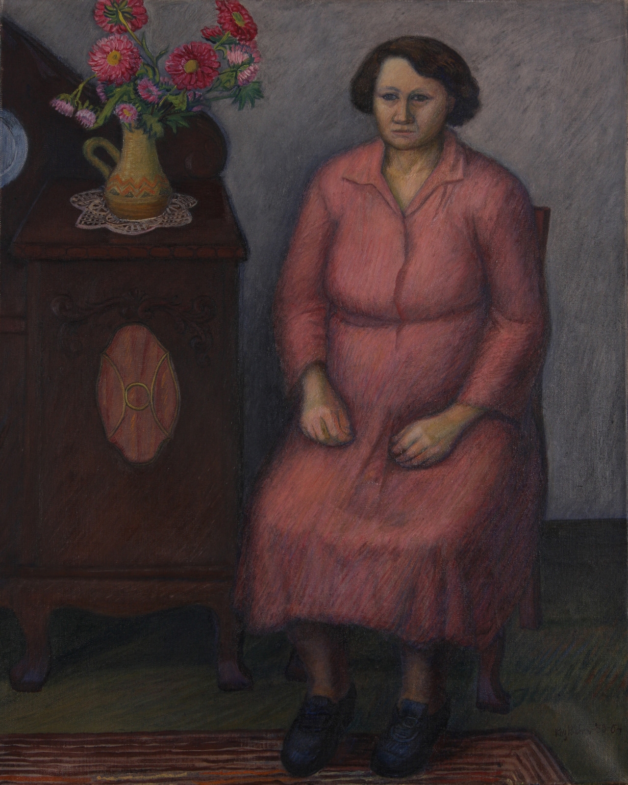 Roy Blohm | Dame i rød kjole (54) | MutualArt