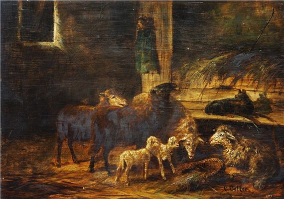 Otto Gebler | Schafe im Stall | MutualArt