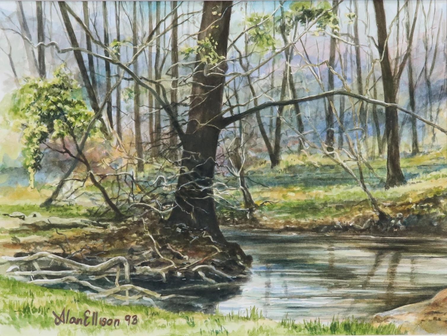 Alan Ellison | Stream side forest landscape (1998) | MutualArt