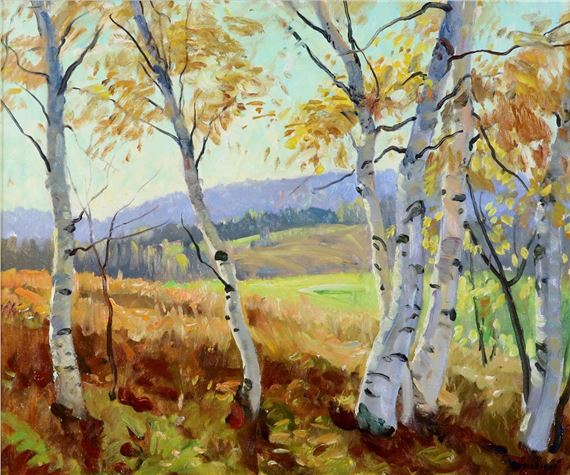 Ben Marcune | Fall landscape with Birch trees and rolling hills in the ...