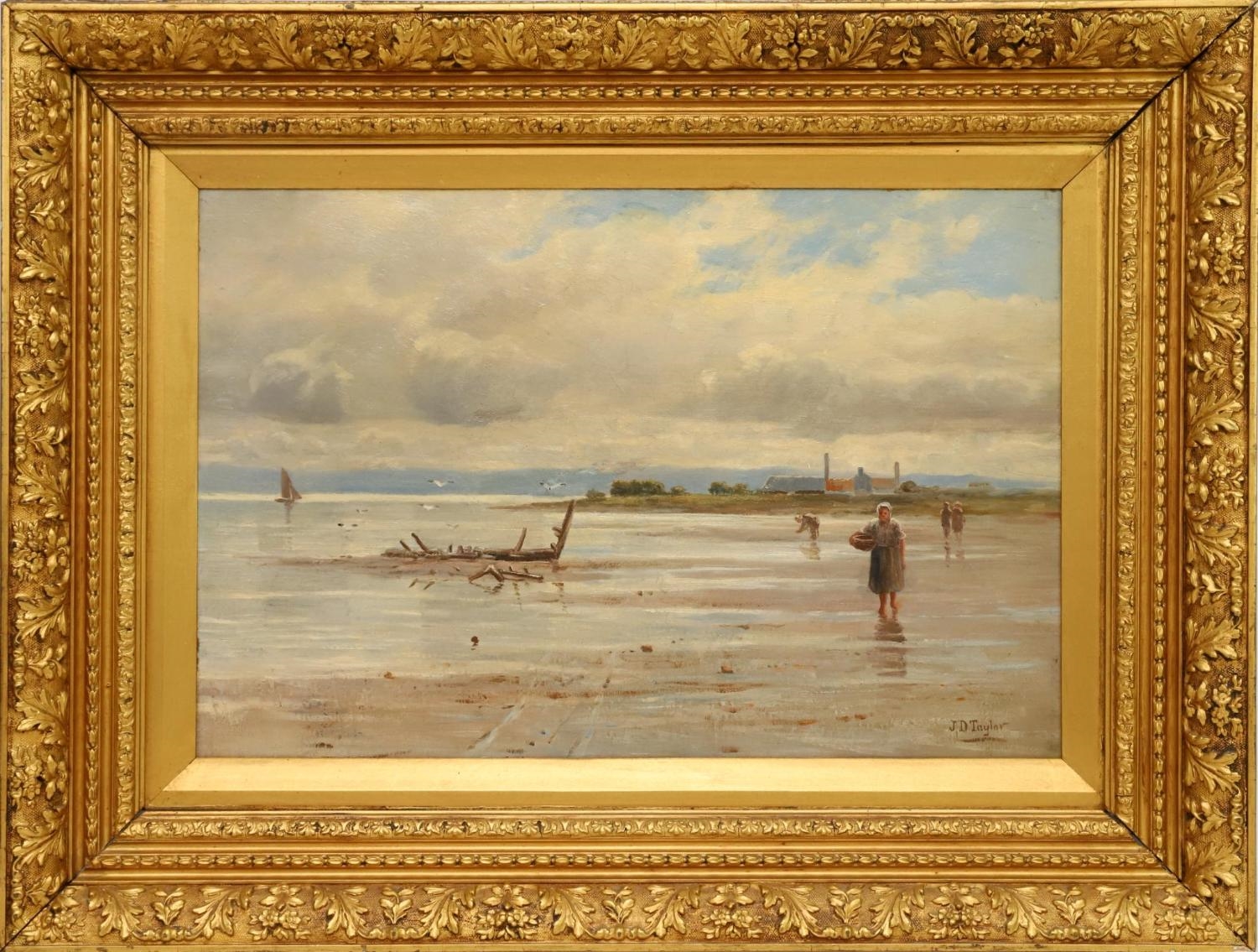 John D. Taylor | Coastal landscape with people harvesting clams ...