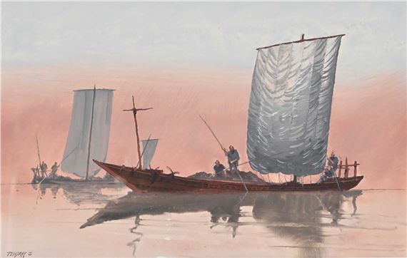 John Pendray | Bateaux de rivière japonais - Osaka (2018) | MutualArt