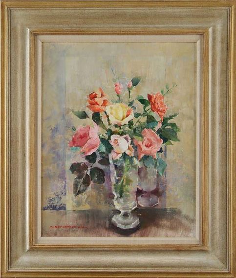 Nan Greacen | ROSES IN A GLASS VASE | MutualArt